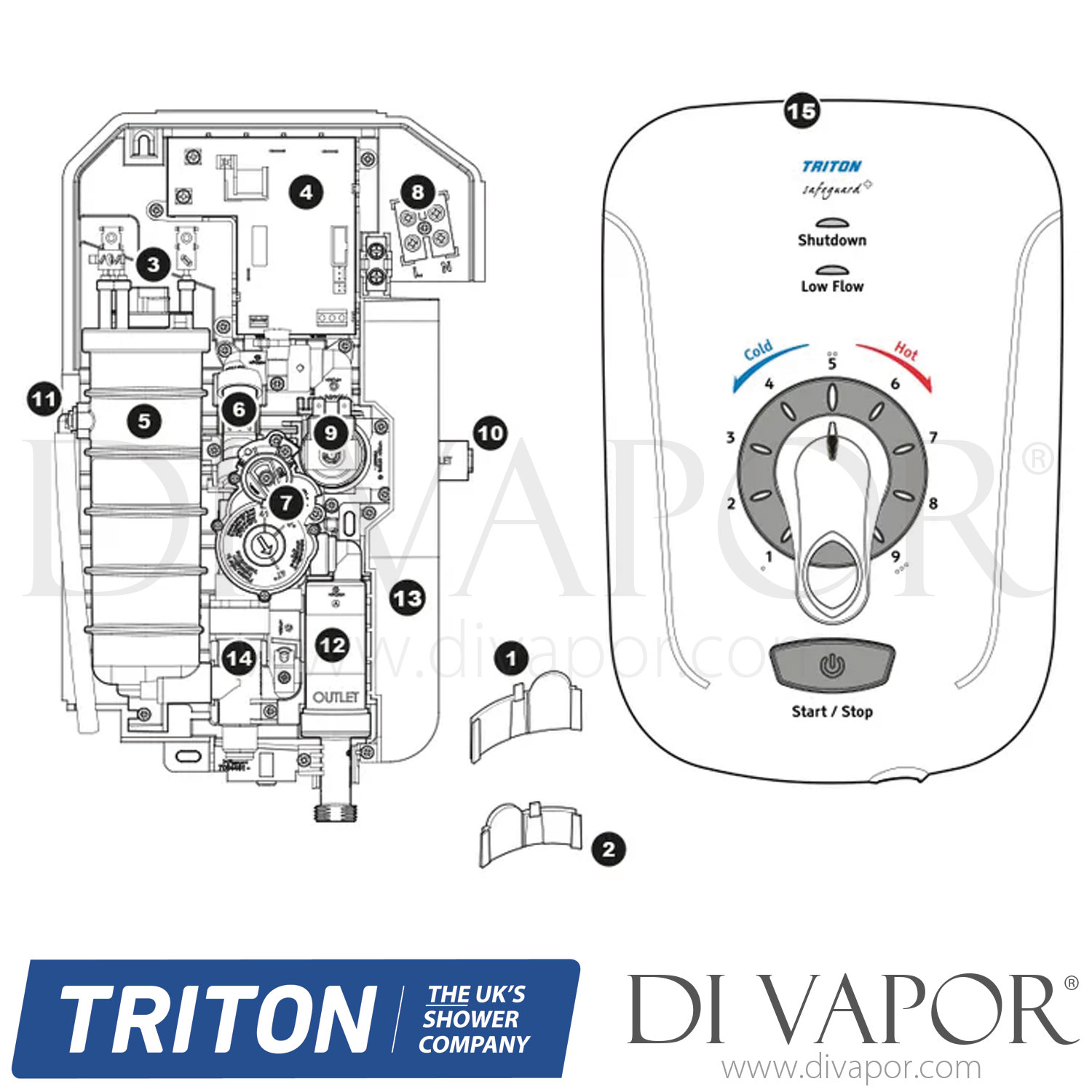 Triton Safeguard Thermostatic Electric Shower Spare Parts Tr Dv 184